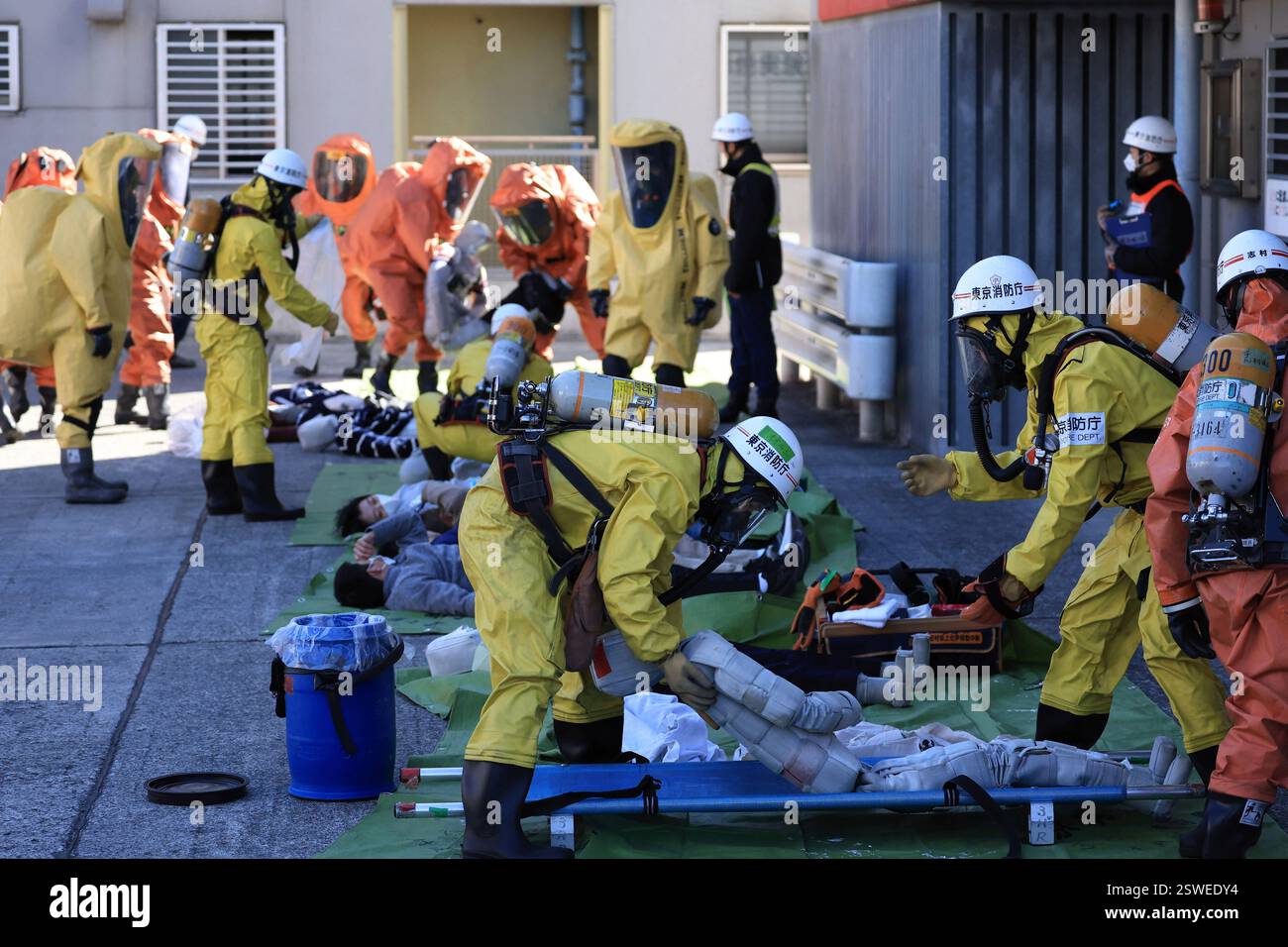 A training for terrorist tactics is conducted by Tokyo Fire Department, Tokyo Metropolitan ...