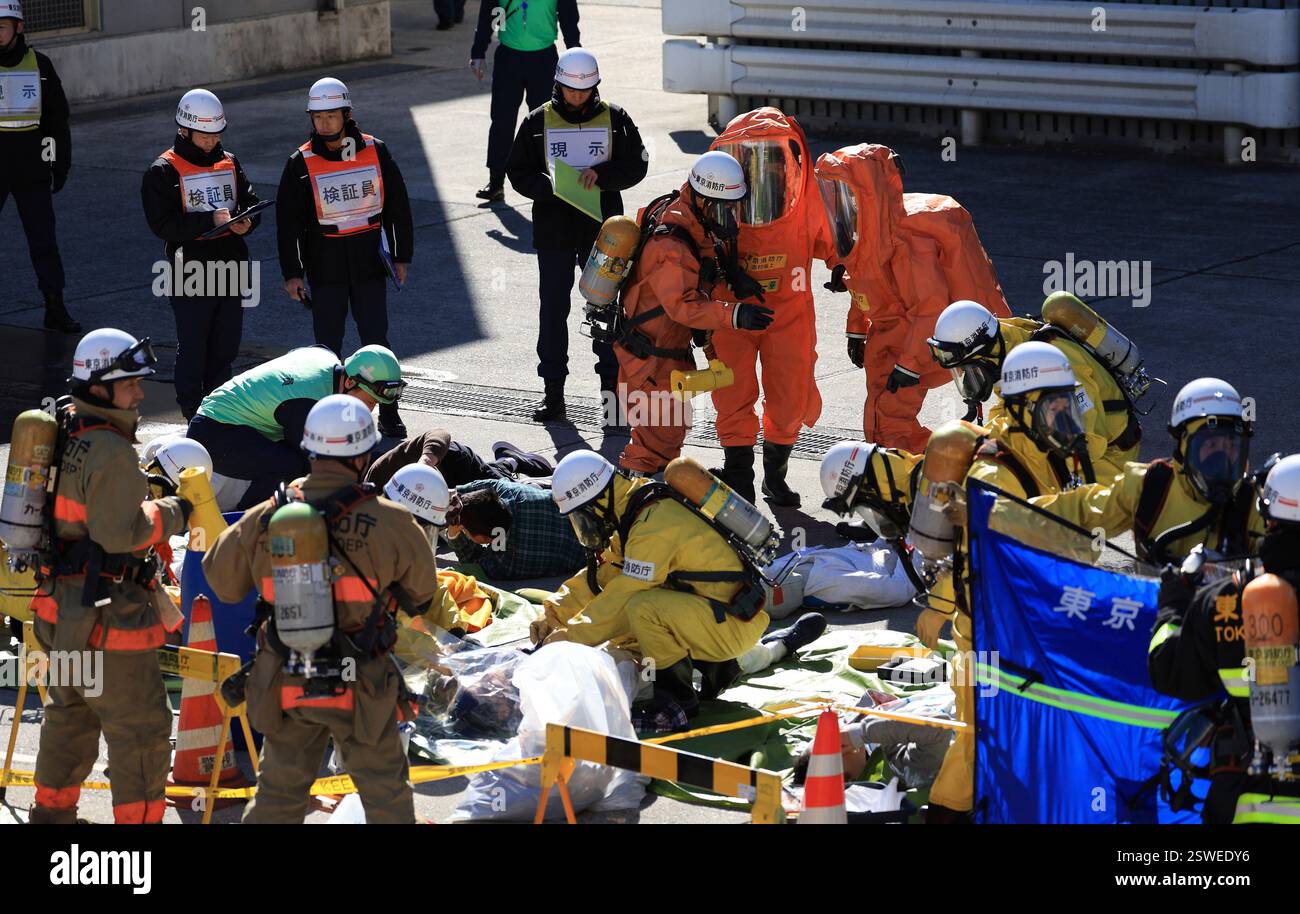 A training for terrorist tactics is conducted by Tokyo Fire Department ...