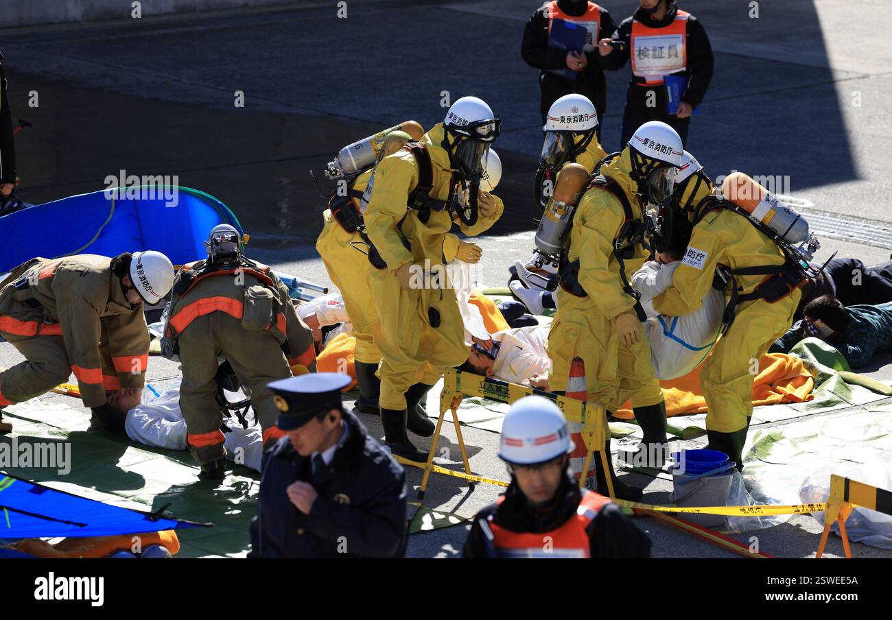 A training for terrorist tactics is conducted by Tokyo Fire Department, Tokyo Metropolitan ...