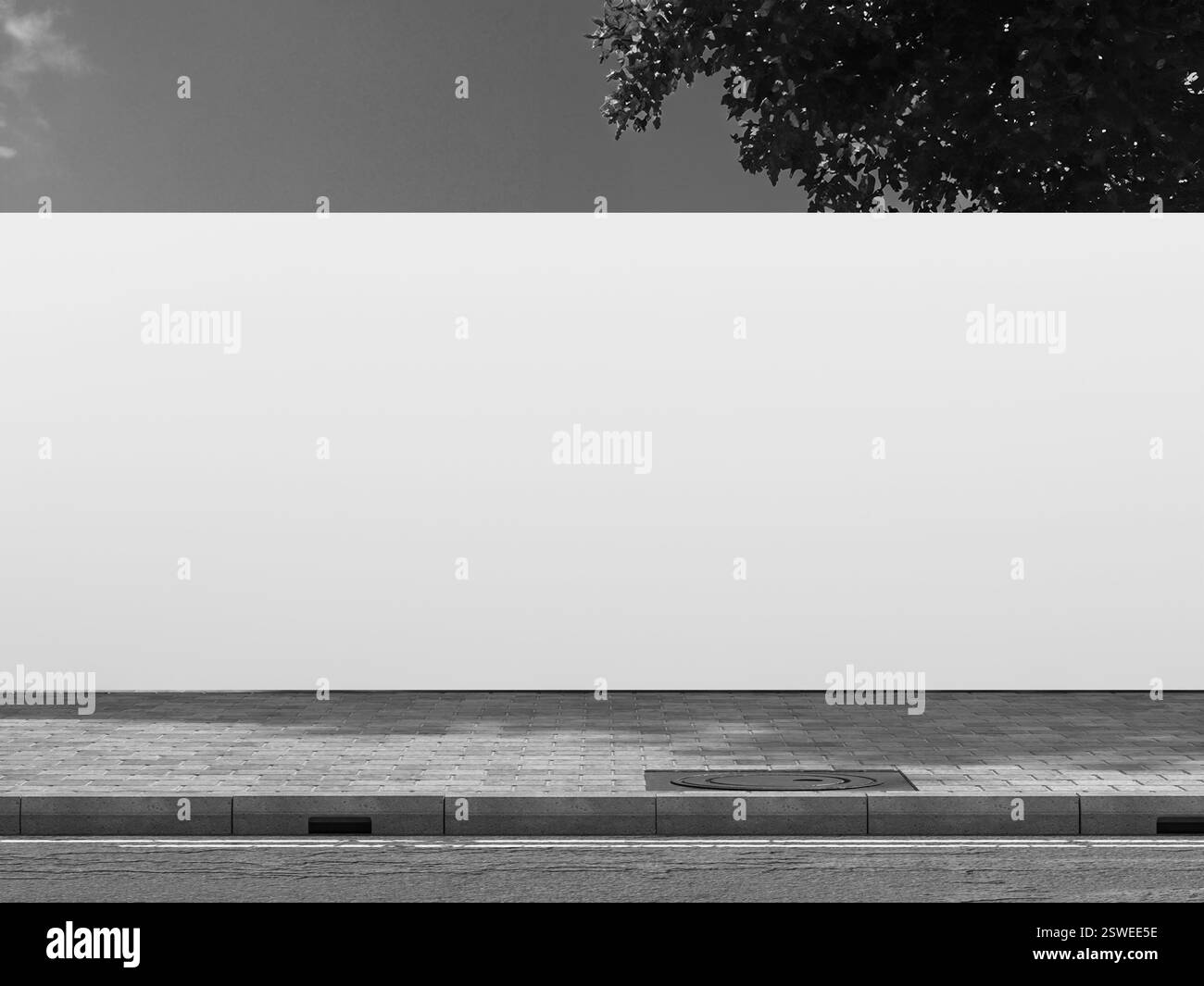 White Blank Hoarding Mockup 3D Realistic Side Road Stock Photo - Alamy