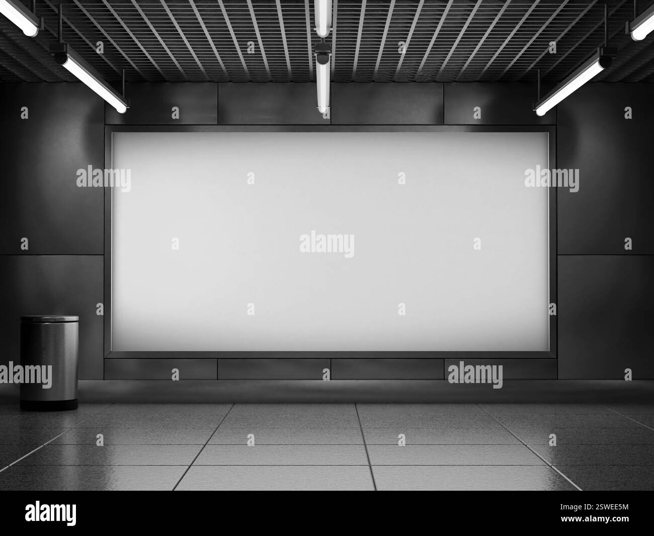Indoor Billboard in Subway Station Realistic Mockup 3D Rendering Stock ...