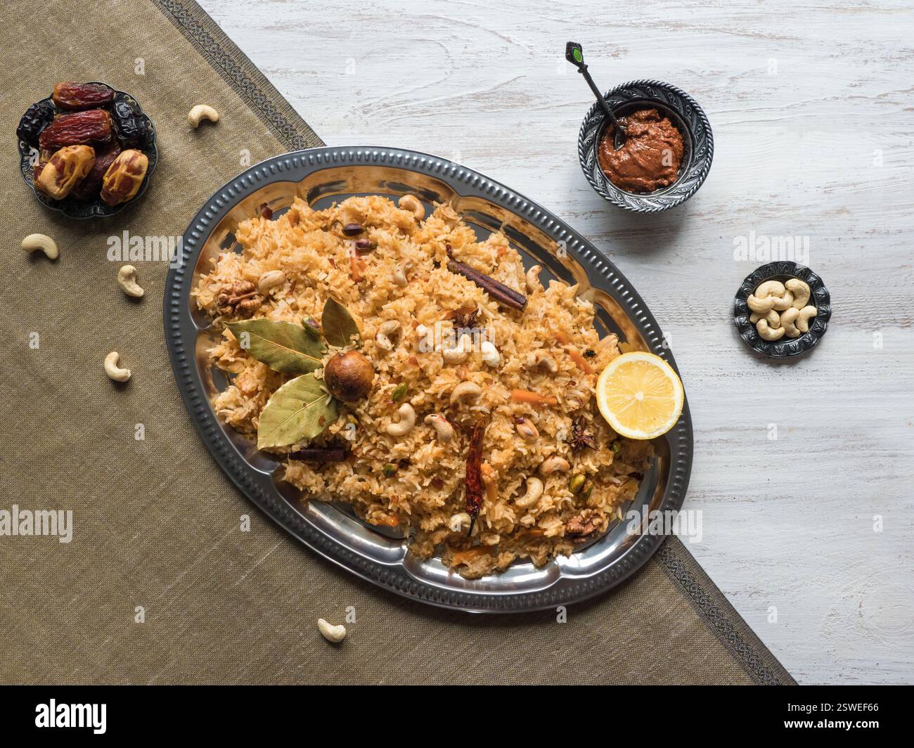 Traditional Arabic Basmati rice with vegetables. Arabic cuisine ...