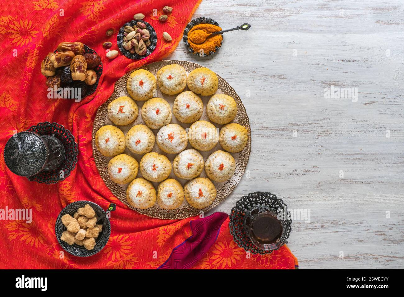 Egyptian cookies Kahk El Eid, variation with the addition of turmeric ...