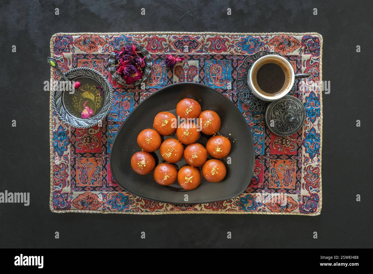 Indian traditional sweet Gulab Jamun, top view Stock Photo - Alamy