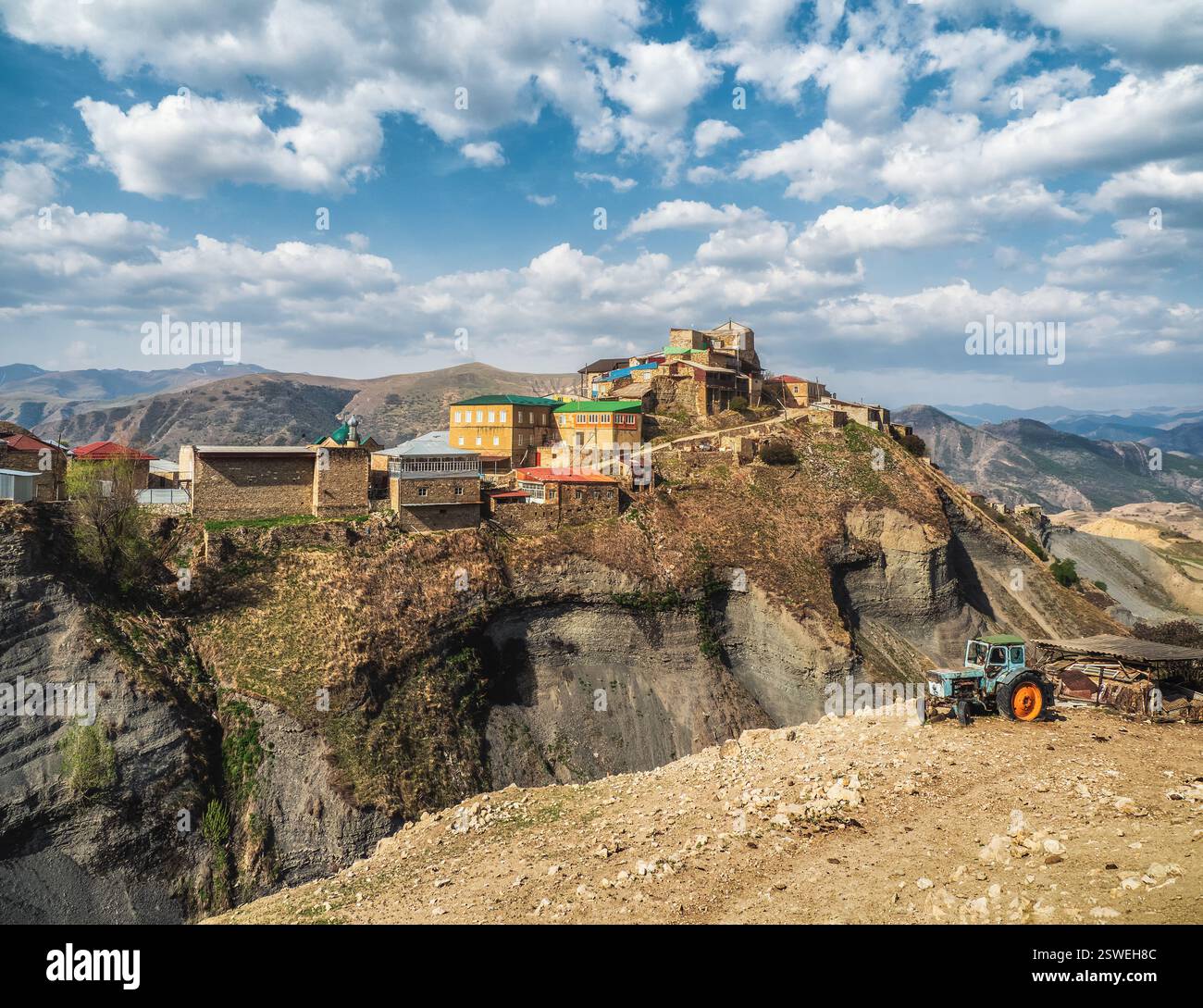 The city on the rock. Panorama of the authentic Dagestani mountain ...