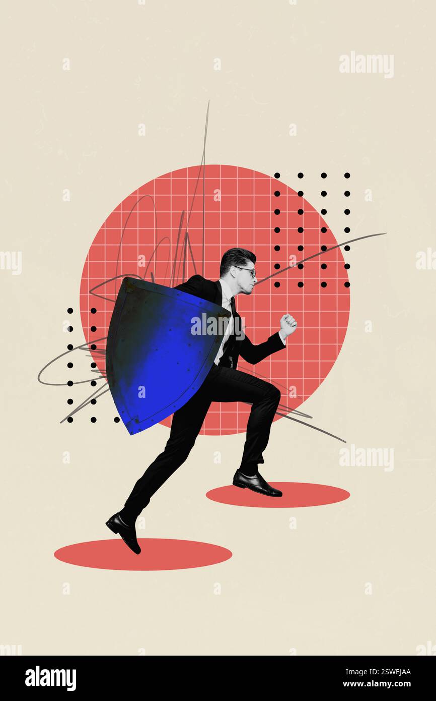 Poster image vertical photo collage of serious man warrior wear formal ...