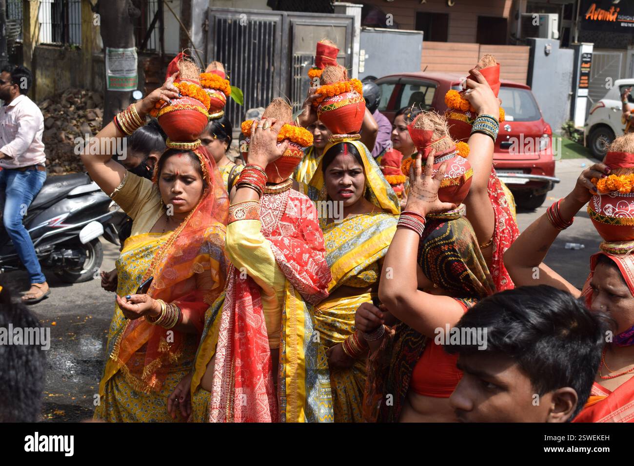 New Delhi, India July 25 2024 - Women with Kalash on head during ...