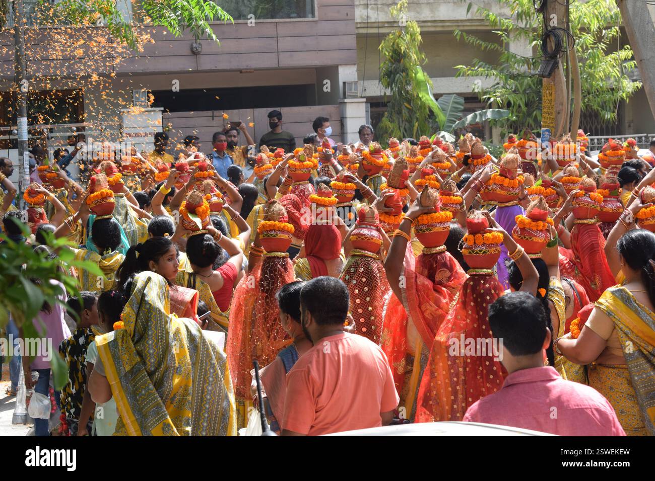 New Delhi, India July 25 2024 - Women with Kalash on head during ...