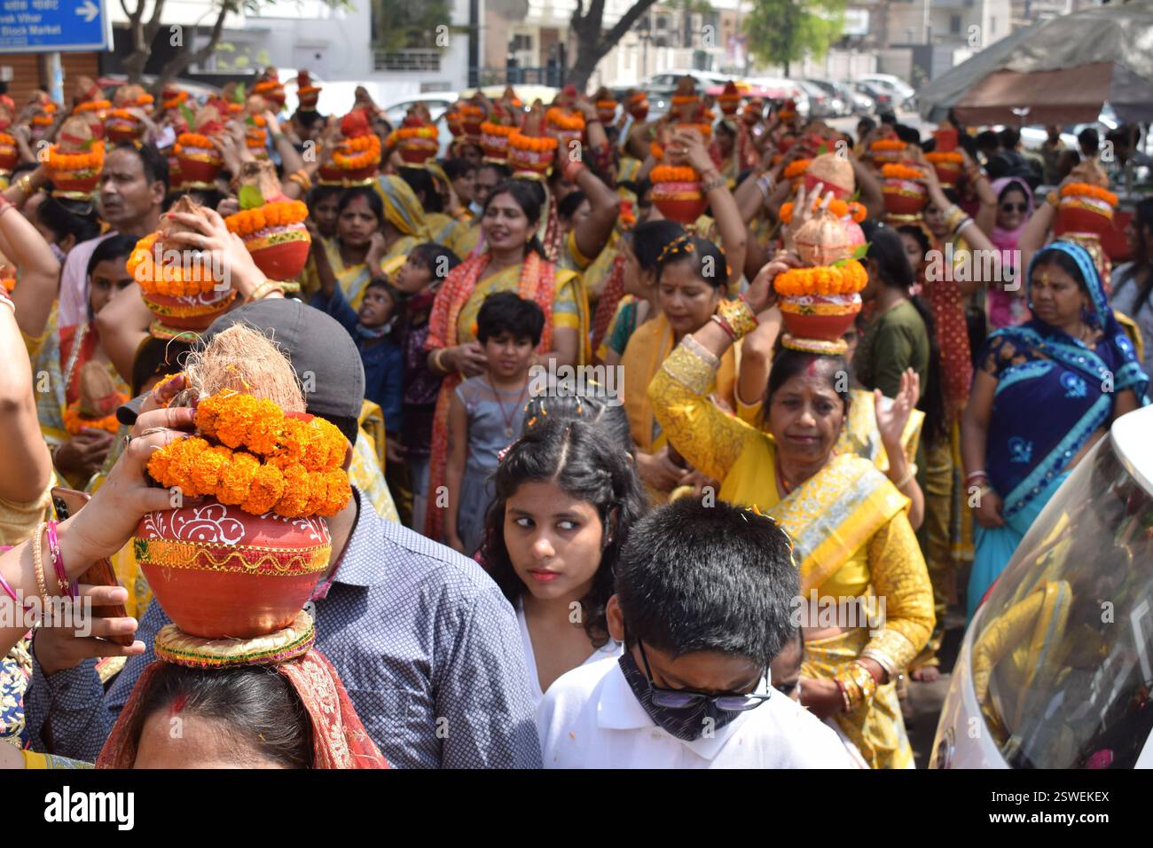 New Delhi, India July 25 2024 - Women with Kalash on head during ...