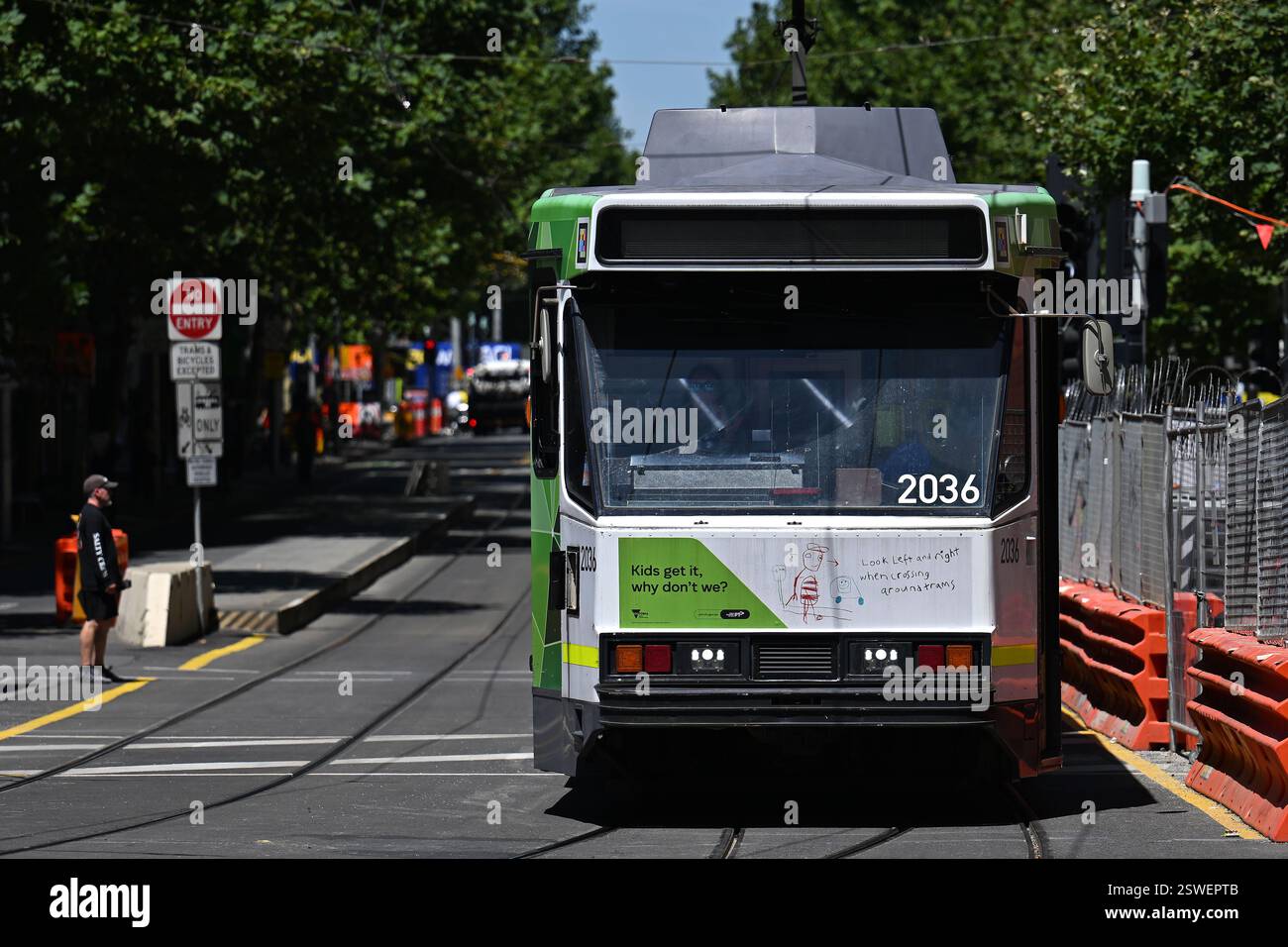 Melbourne, Australia. 21st Feb, 2025. A Public Transport tram is seen commuting in Melbourne ...