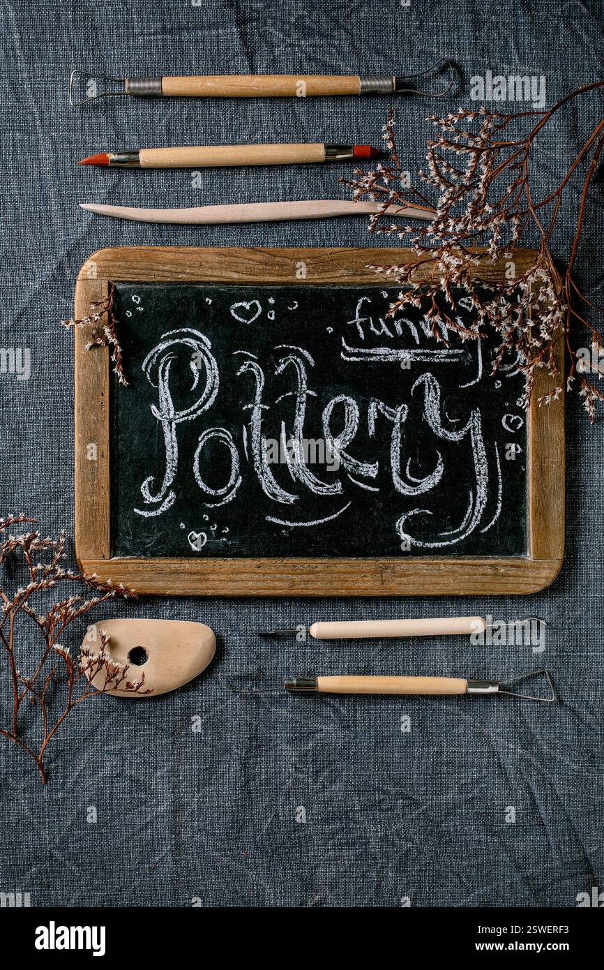 Set for pottery hobby. Kit of pottery ceramics tools, vintage ...