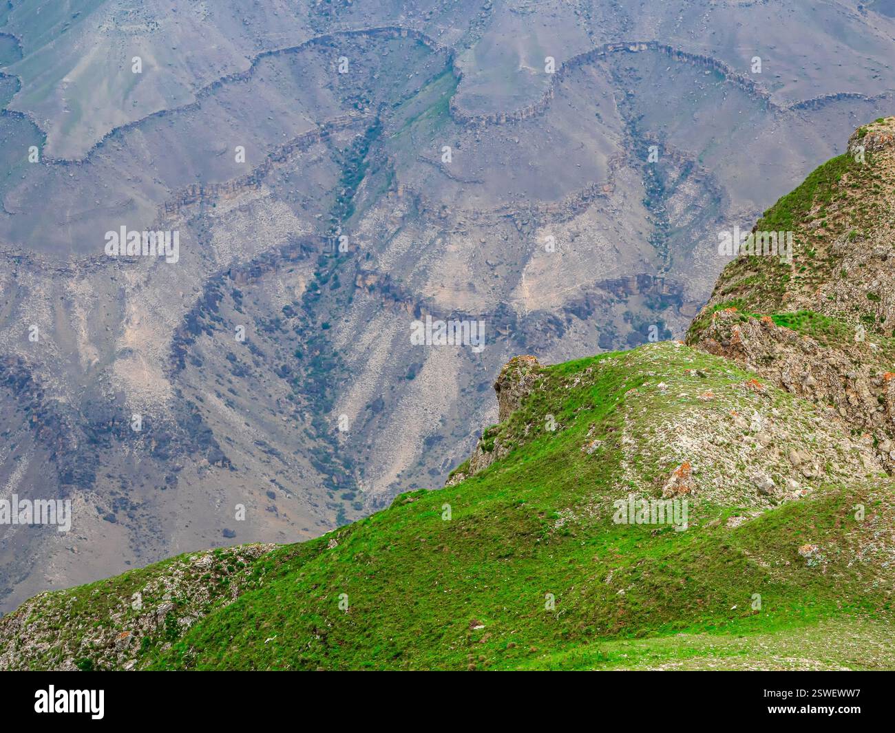 Minimalistic landscape of rocky ledge. Edge of the cliff, a dangerous ...