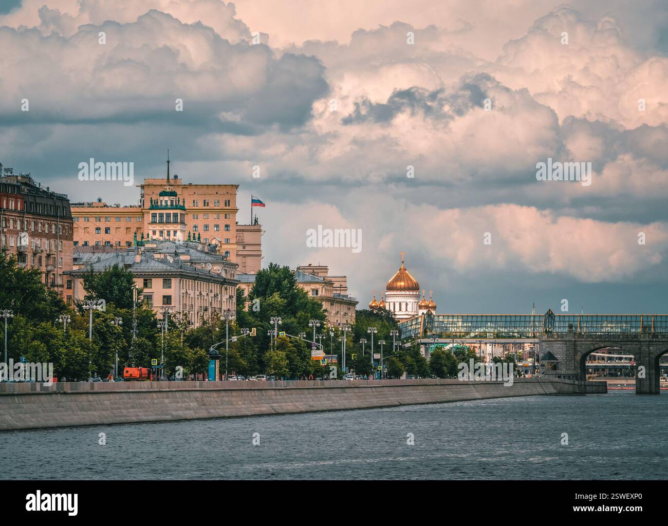 Beautiful views of Moscow. Moscow Frunzenskaya embankment, an old ...