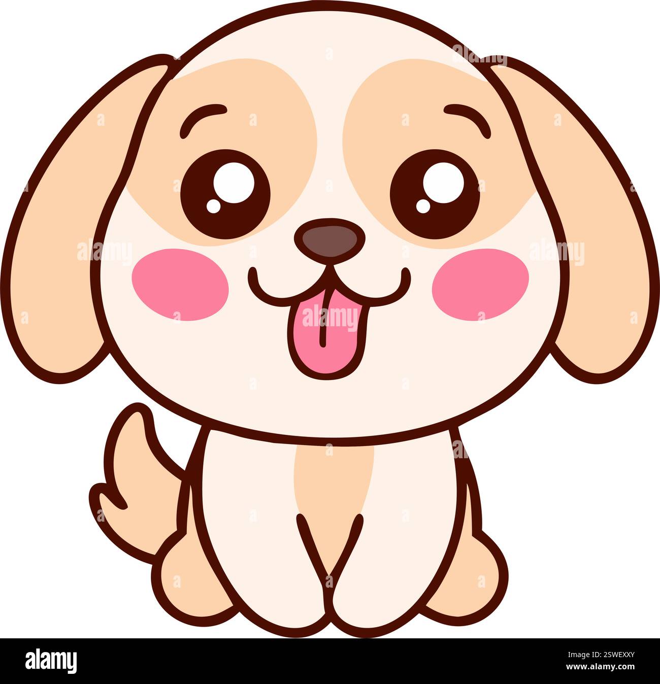 Kawaii Dog Smiling Cute Cartoon Stock Vector Image & Art - Alamy