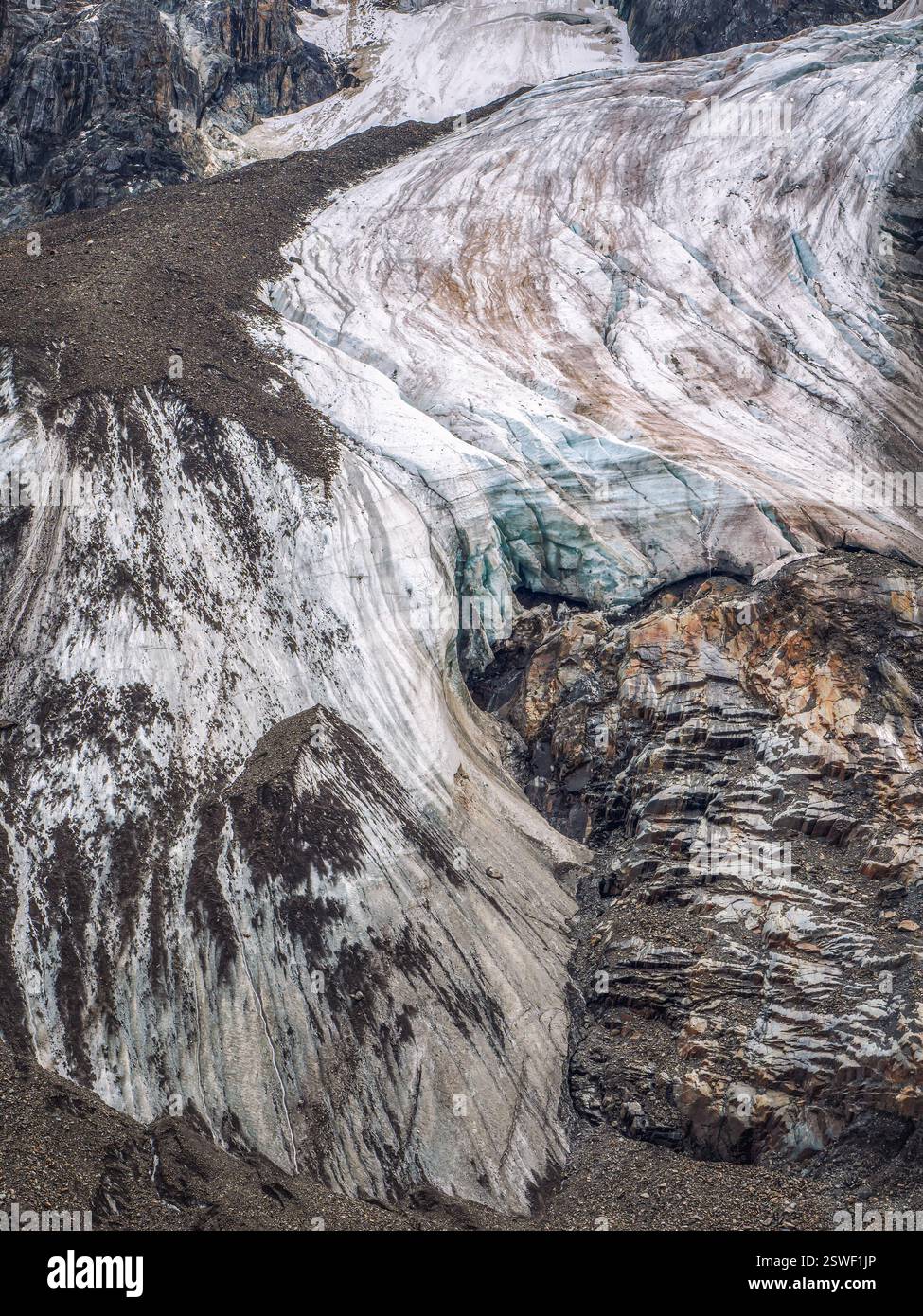 Nature background of dark glacier surface with cracks and scratches ...