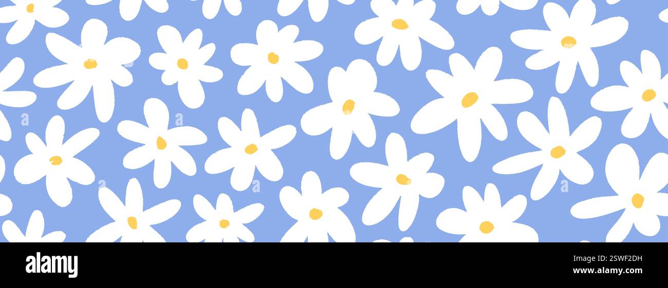 Hand drawn white flower seamless pattern. Floral repeating wallpaper ...