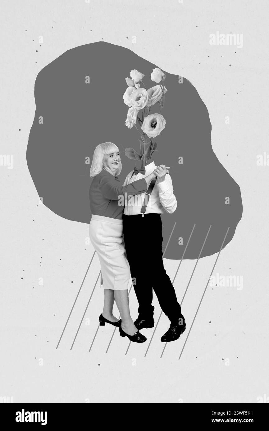 Creative photo 3d collage artwork poster postcard of wife husband ...