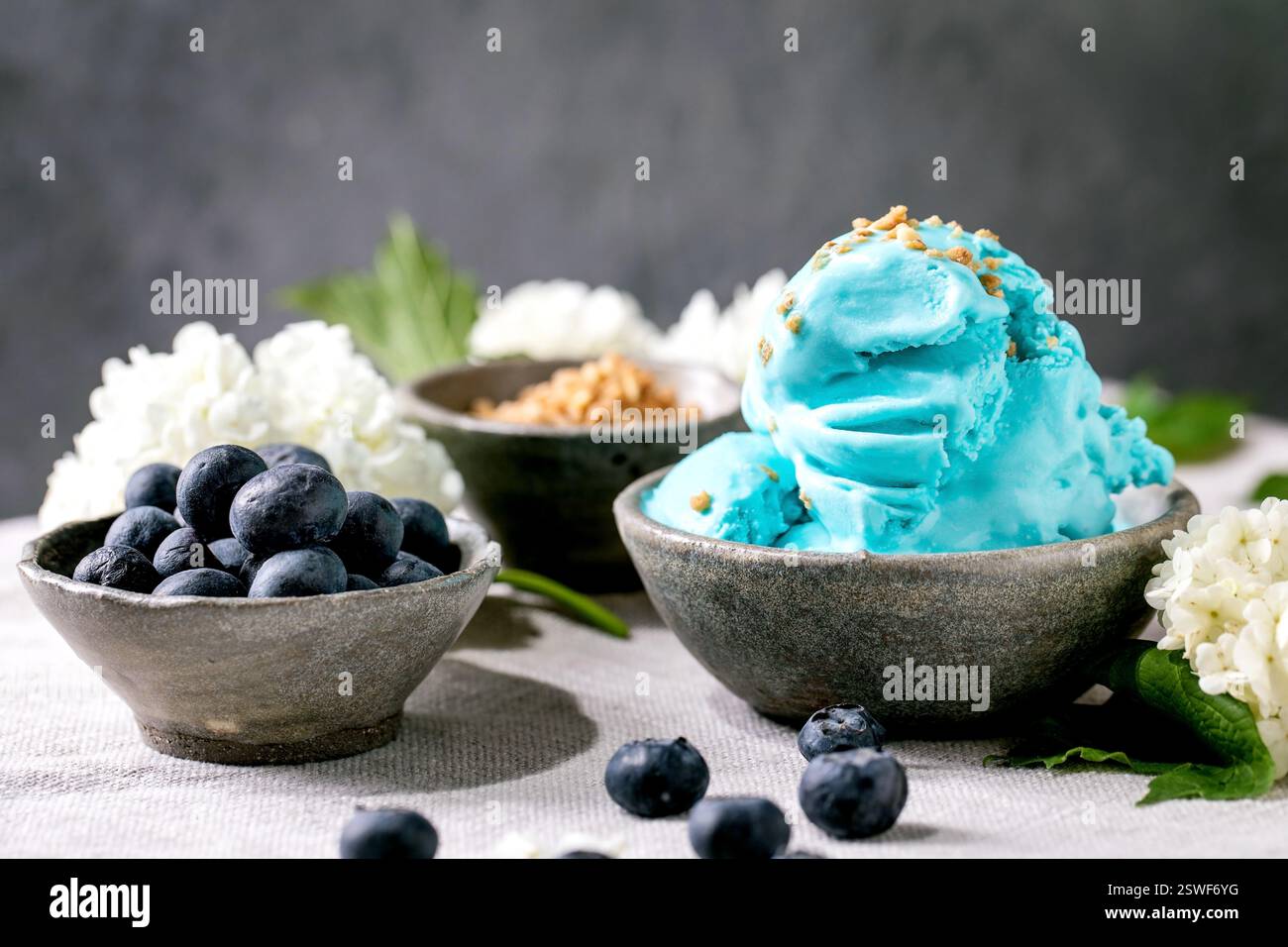 Turquoise ice cream in waffle cones Stock Photo - Alamy