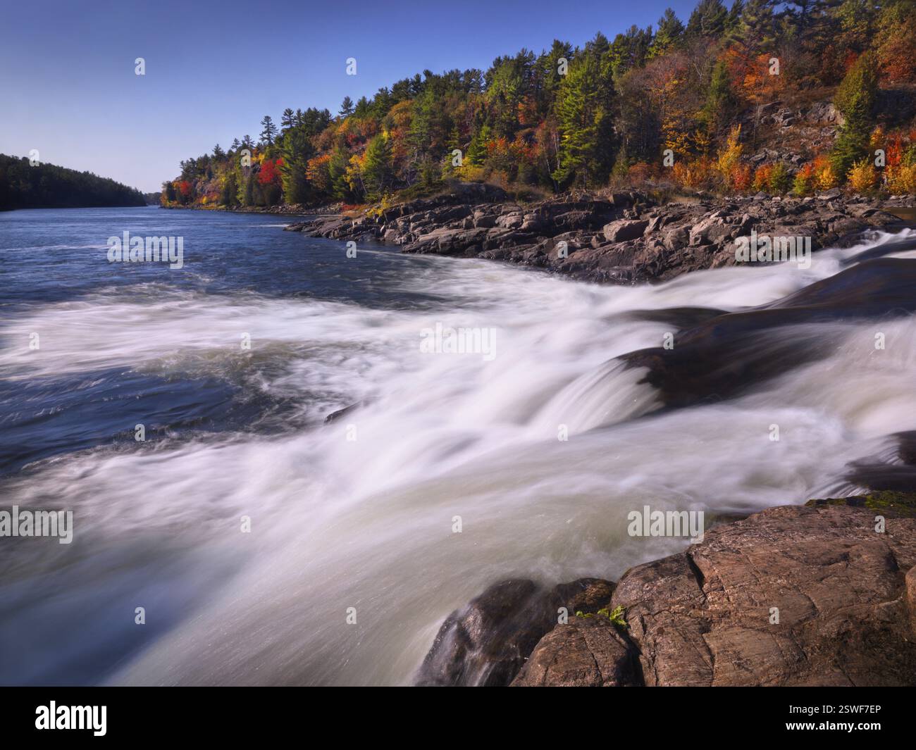 Recollet Falls of the French River. Fall nature scenic. Ontario, Canada ...