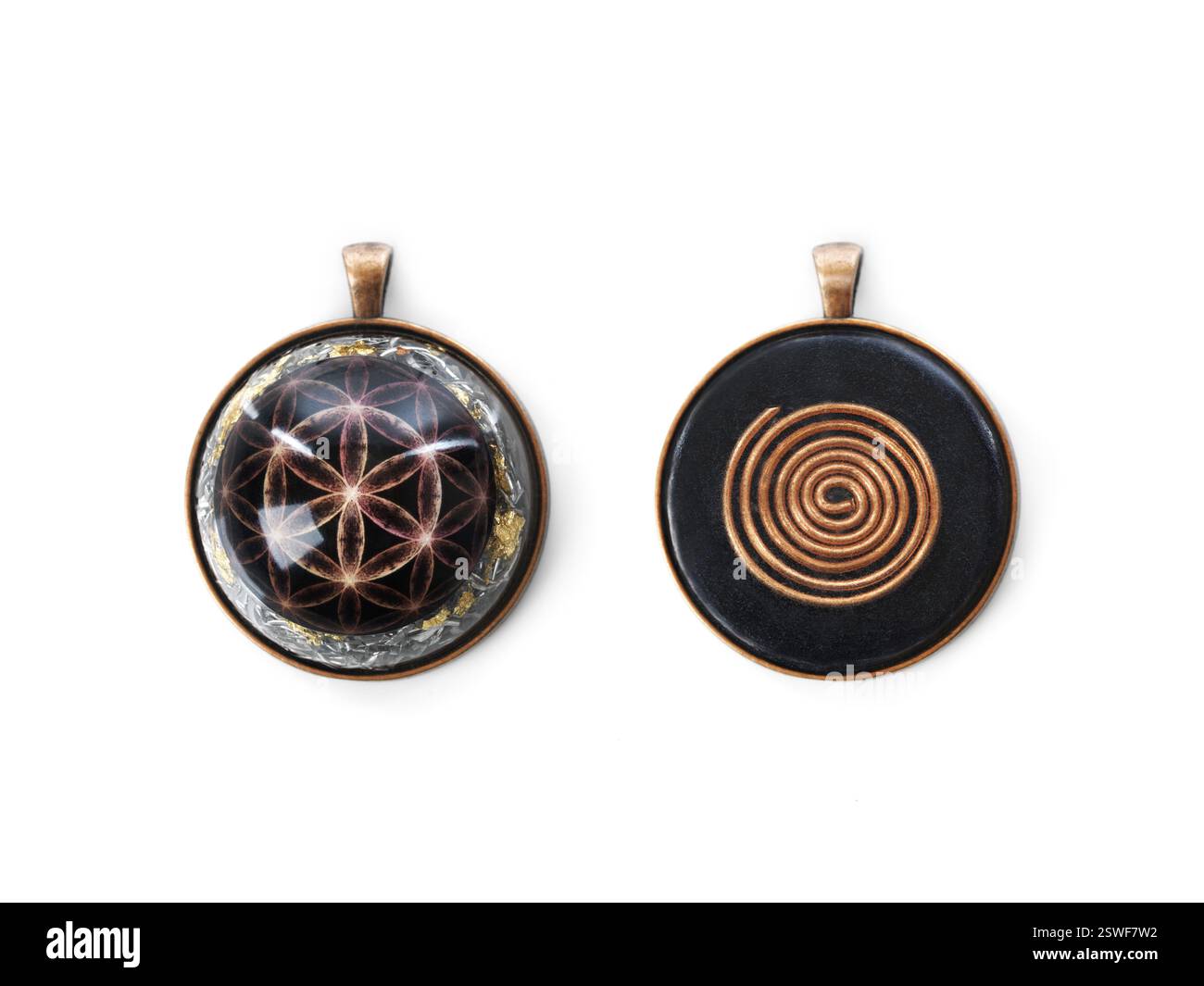 Orgonite pendant spiritual healing stone with the flower of life design ...