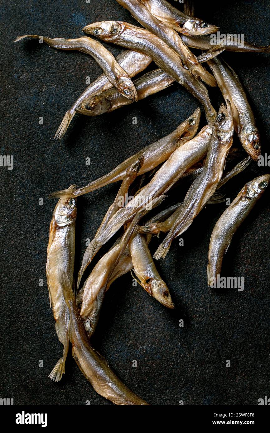 Sun-dried sea fish smelt hamsa anchovy Stock Photo - Alamy