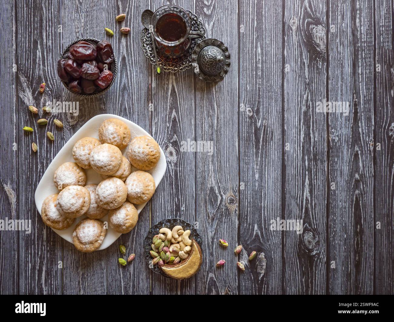 Ramadan sweets background. Cookies of El Fitr Islamic Feast. Egyptian ...