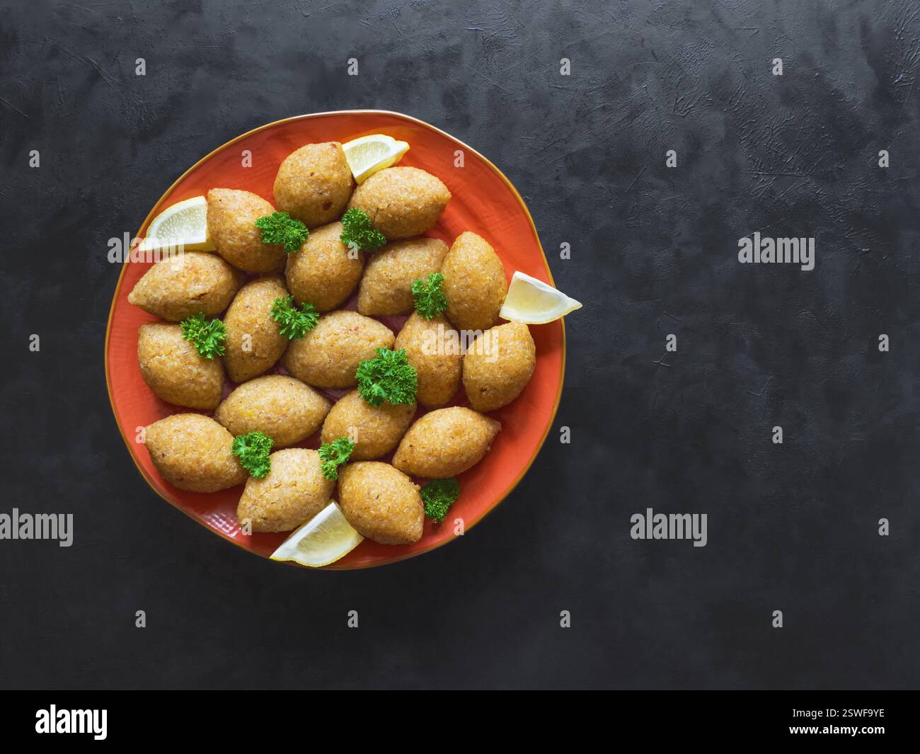 Arabic meat appetizer Kibbeh. Traditional Arabic kibbeh with lamb and ...