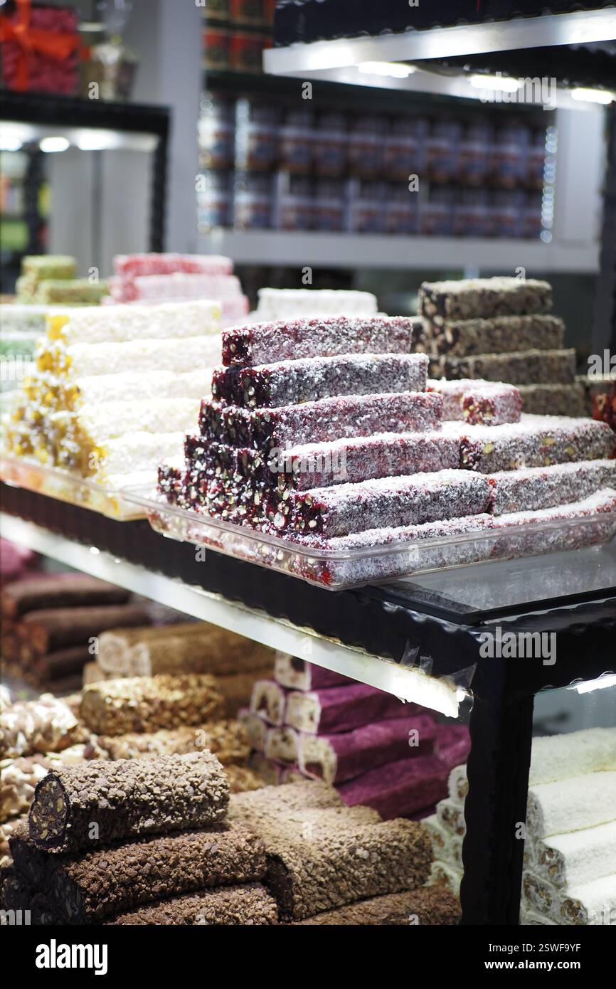Colorful array of confectionery displayed in a shop Stock Photo - Alamy