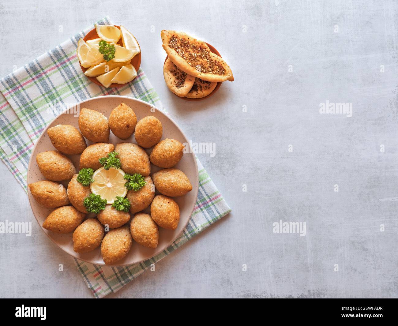 Arabic meat appetizer Kibbeh. Traditional Arabic kibbeh with lamb and ...