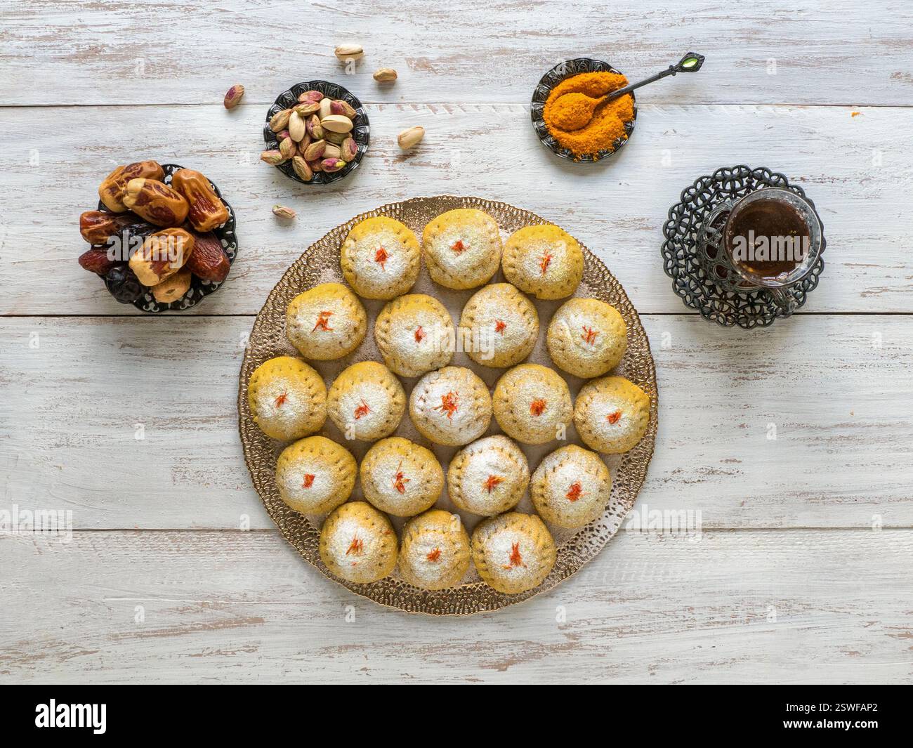 Egyptian cookies Kahk El Eid, variation with the addition of turmeric ...