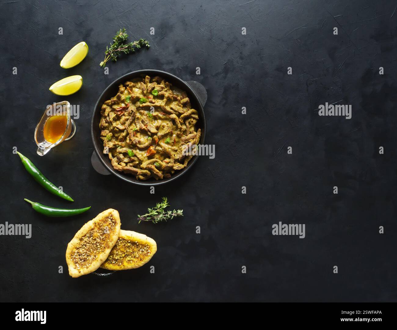 Beef Masala Curry. Kerala style meat curry. Top view Stock Photo - Alamy