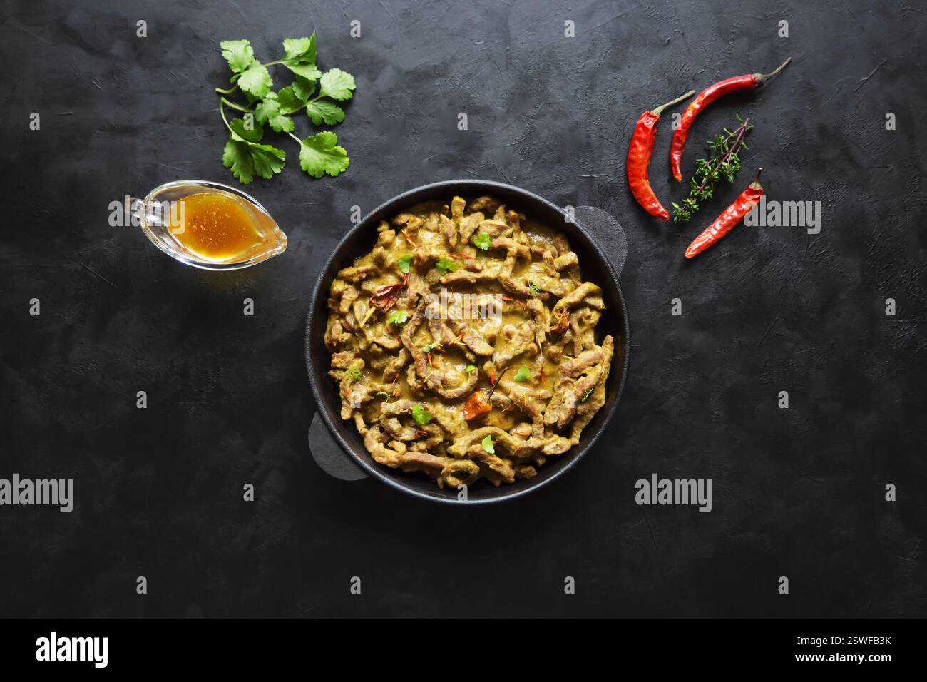 Beef masala curry kerala style meat curry top view hi-res stock ...