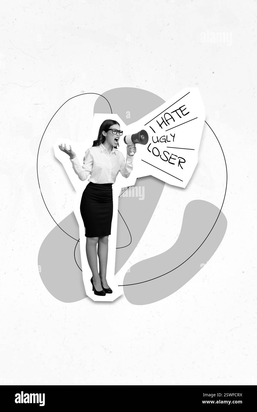 Creative collage boss shouting hi-res stock photography and images - Alamy