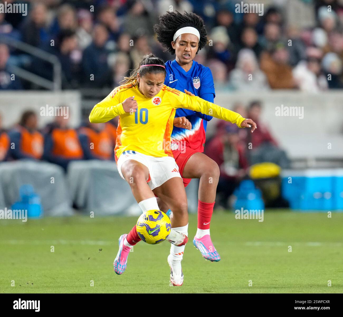 Houston, Texas, USA. 20th Feb, 2025. Colombia midfielder LEICY SANTOS ...