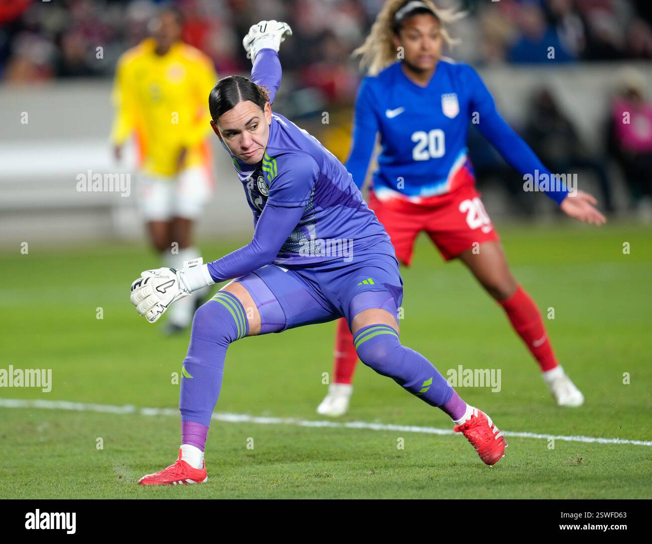 Houston, Texas, USA. 20th Feb, 2025. Colombia goalkeeper KATHERINE ...