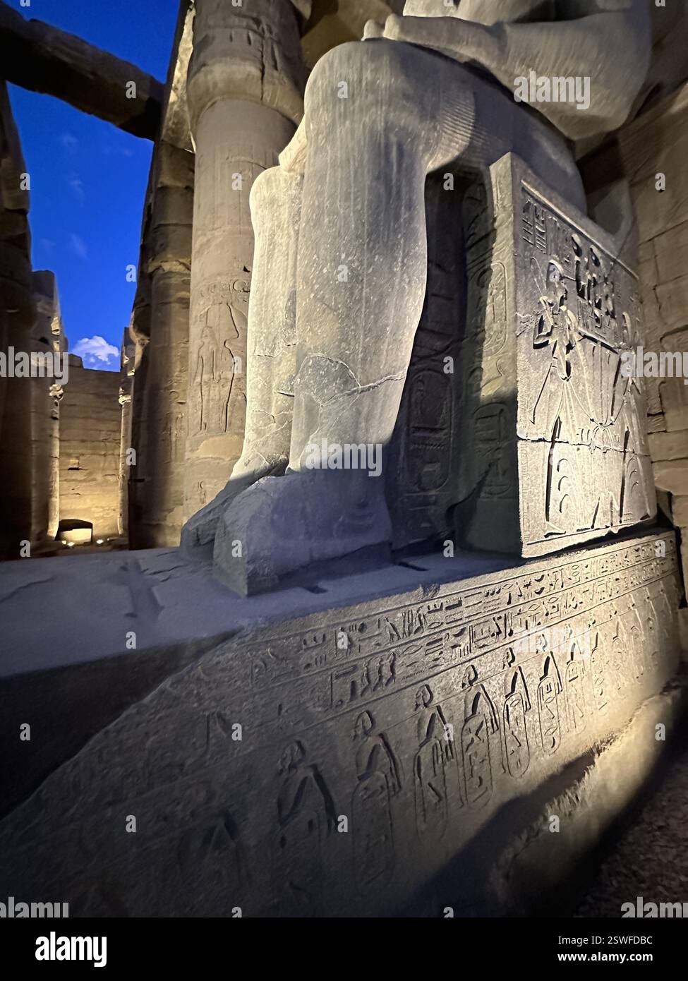 Egyptian hieroglyph on the colossal seated statue of Ramesses II at ...