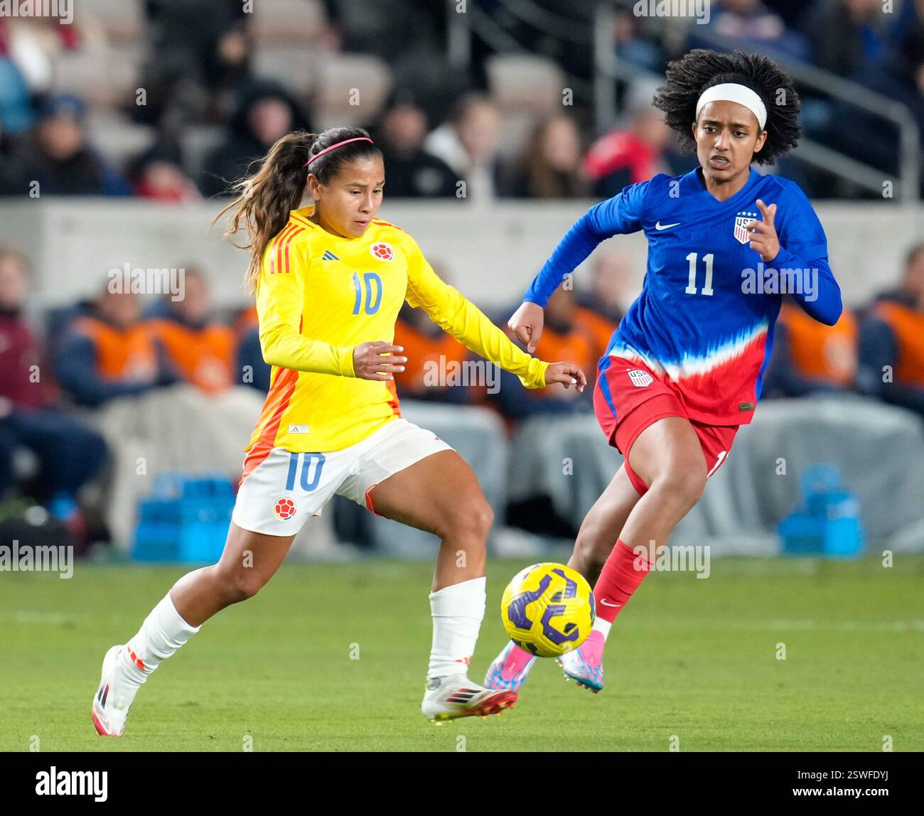 Houston, Texas, USA. 20th Feb, 2025. Colombia midfielder LEICY SANTOS ...