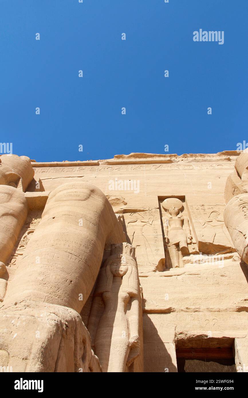 Statue of Ra-Horakhty at the central entrance of Great Temple of Abu ...