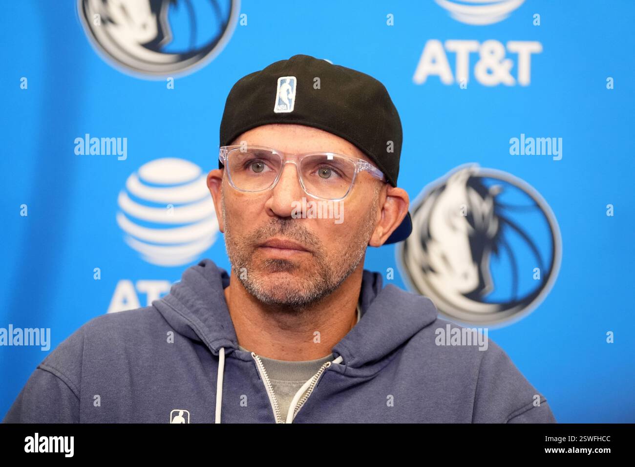 Dallas Mavericks head coach Jason Kidd responds to questions during a ...