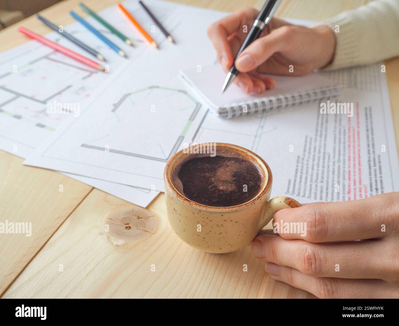 Coffee break, a Cup of coffee during a break at work. The business ...