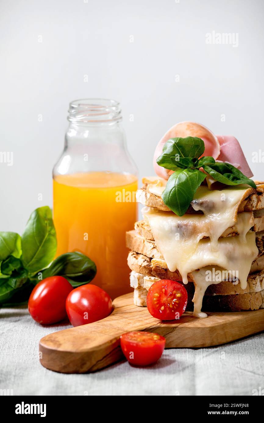 Stockpile of homemade toasted cheese pressed sandwiches Stock Photo - Alamy