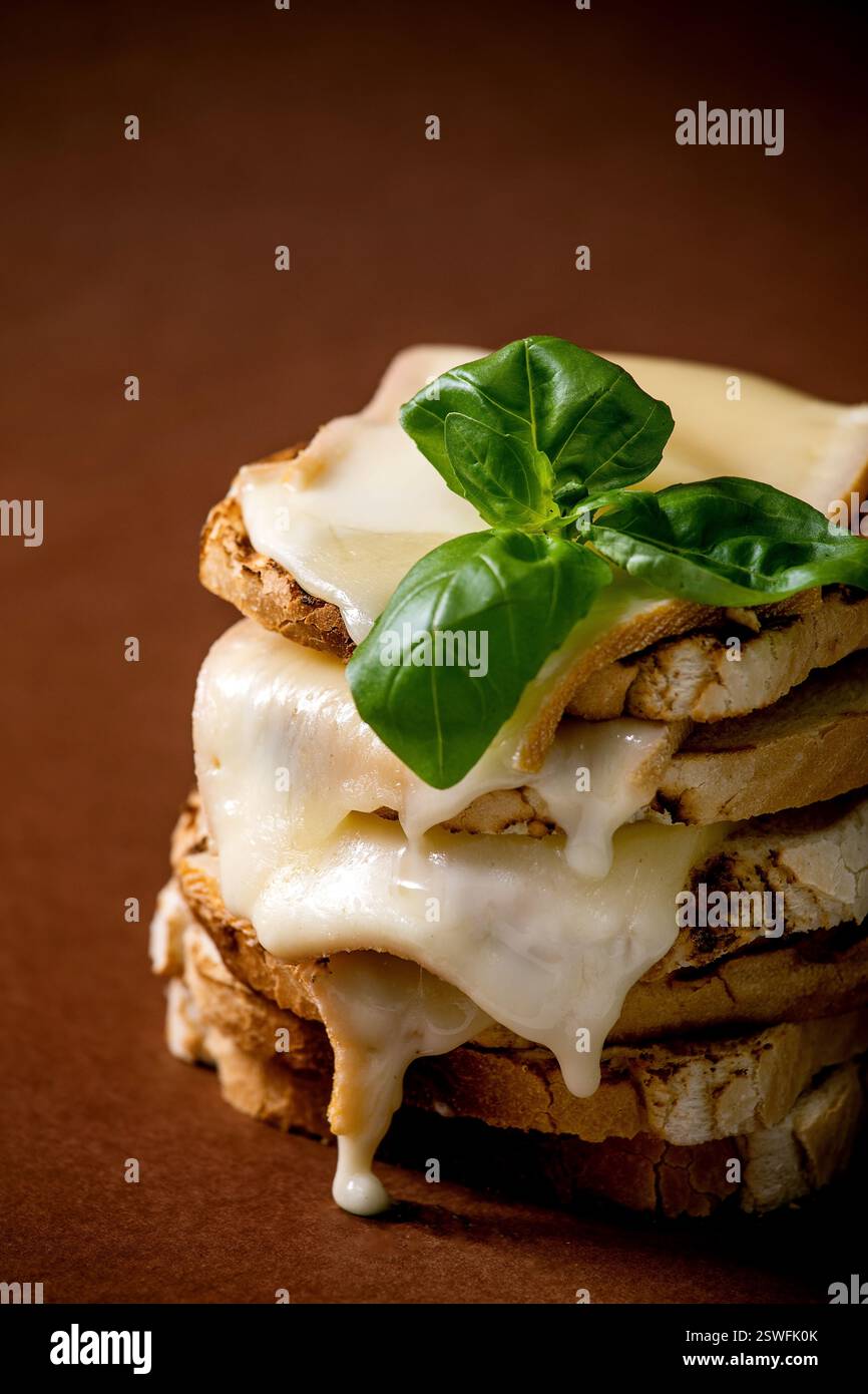 Stockpile of homemade toasted cheese pressed sandwiches Stock Photo - Alamy