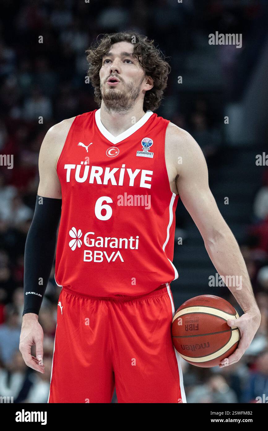 Cedi Osman of Turkiye in action during the 2025 European Basketball ...