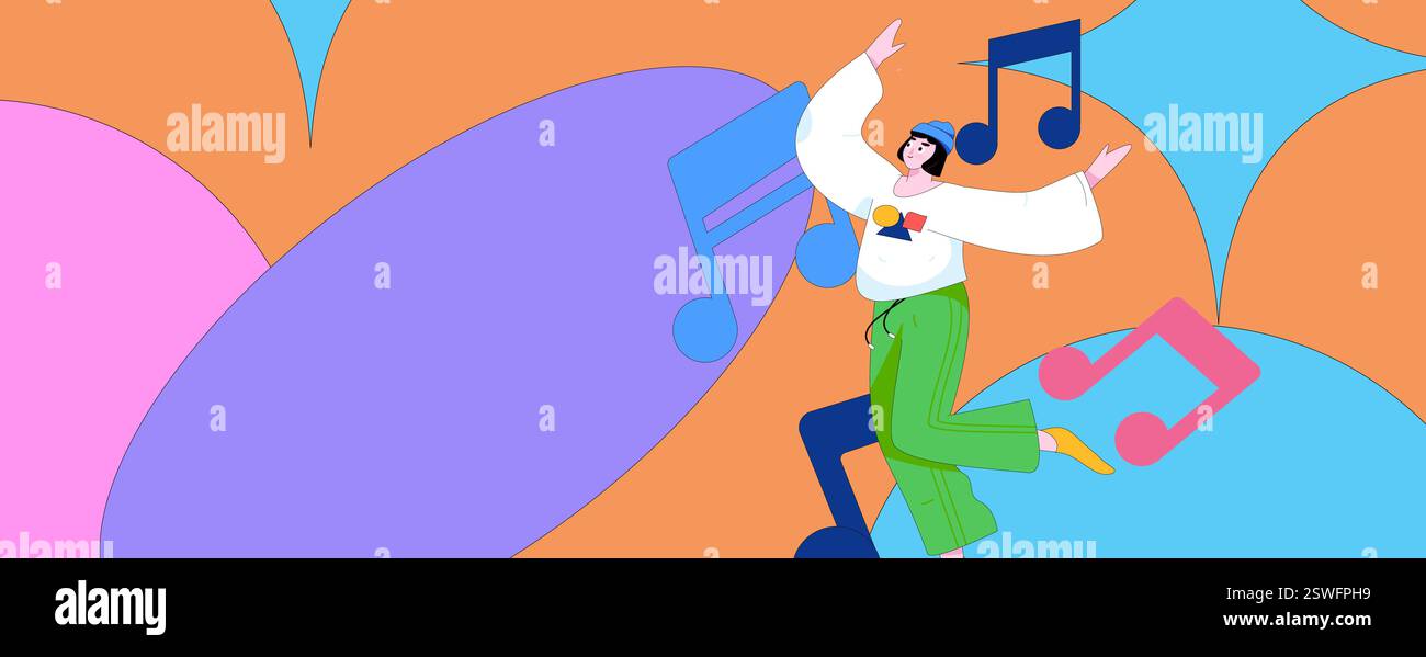Music characters scene flat vector concept operation illustration Stock ...