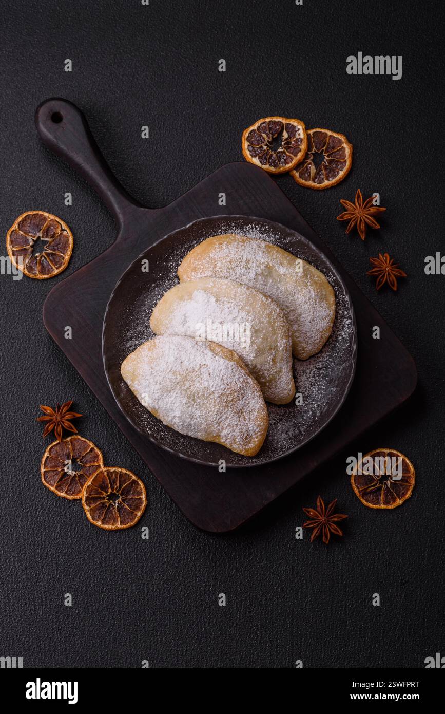 Sweet dumplings with fruits and berries Stock Photo - Alamy