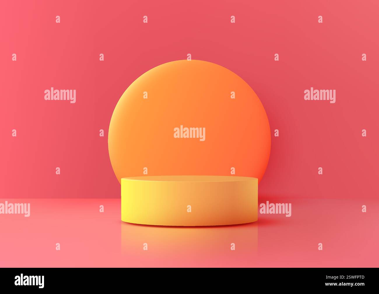 vibrant 3d yellow podium stands against a bold pink backdrop, featuring ...