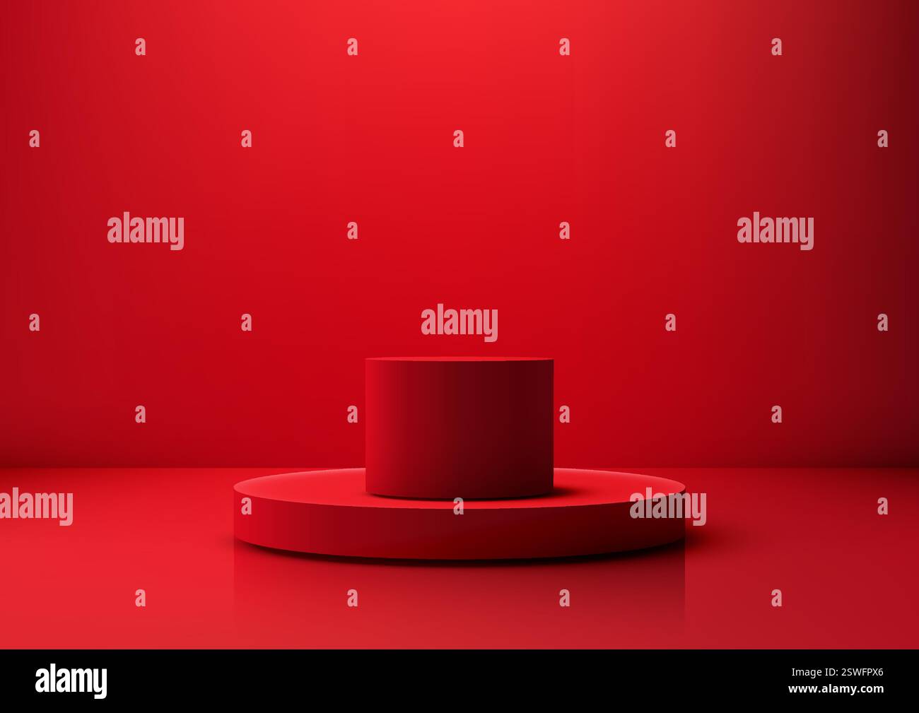 vibrant red cylindrical 3d podium on a circular base, perfect for ...