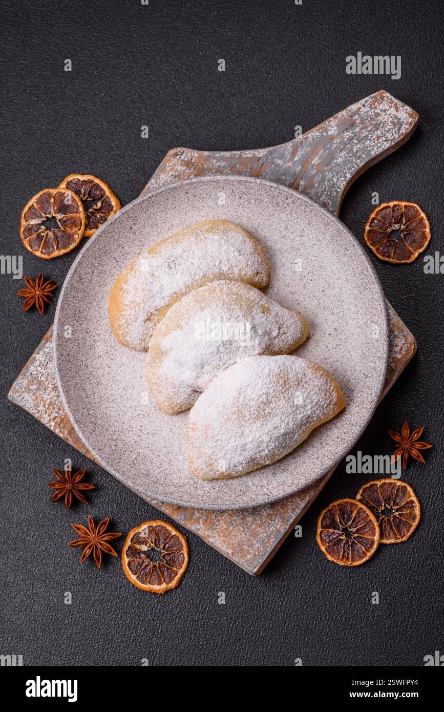 Sweet dumplings with fruits and berries Stock Photo - Alamy