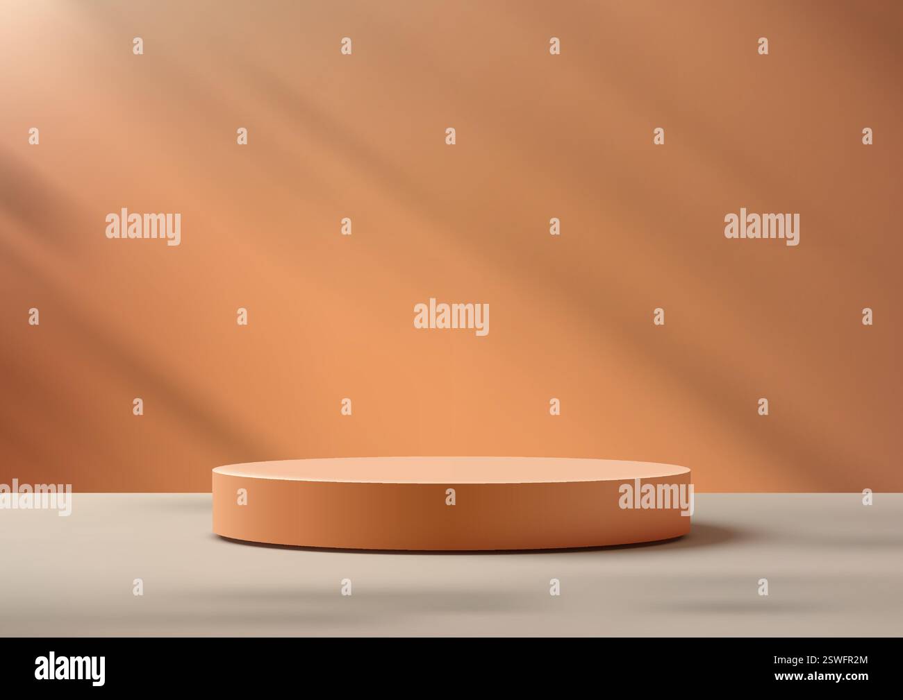minimalist 3d cylindrical platform in peach tones bathed in soft light ...