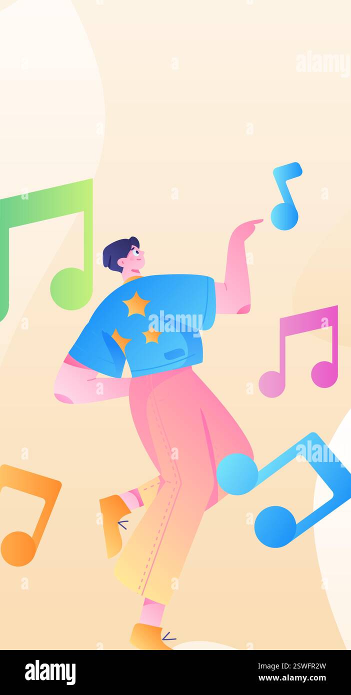 Music characters scene flat vector concept operation illustration Stock ...